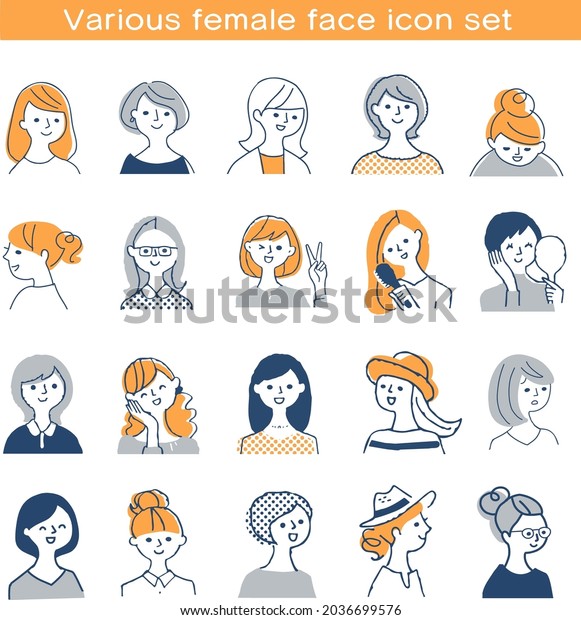 Female Bust Set Various Facial Expressions Stock Vector (Royalty Free ...