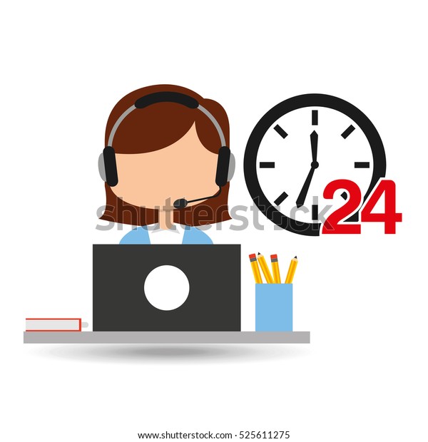 Female Call Center 24 Clock Service Stock Vector (Royalty Free ...