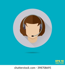 Female Call Center Agent Flat Design Stock Vector (Royalty Free ...