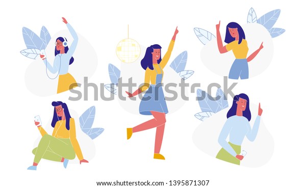 Female Character Different Life Situations Set Stock Vector (Royalty ...