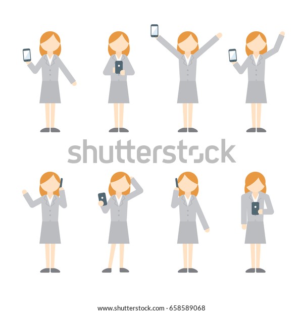 Female Character Different Poses Set Various Stock Vector (Royalty Free ...