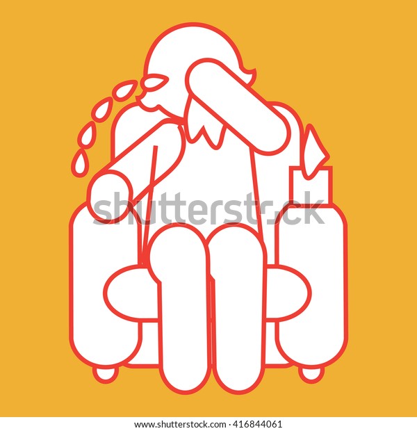 Female Character Sitting Chair Crying Into Stock Vector (Royalty Free ...