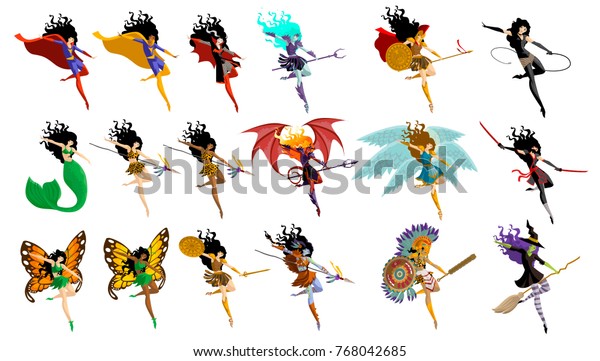 Female Characters Collection Stock Vector (Royalty Free) 768042685 ...
