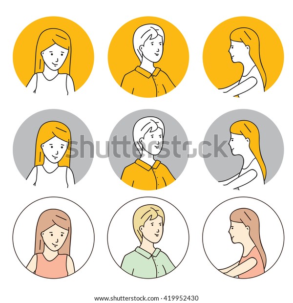 Female Characters Icons Flat Stock Vector (Royalty Free) 419952430 ...