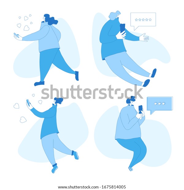 Female Characters Using Their Phone Texting Stock Vector (Royalty Free ...