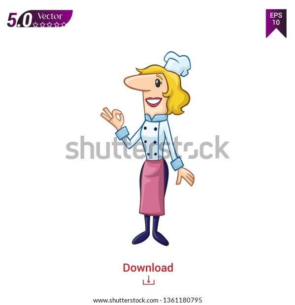 Female Chef Cartoon Character Vector Illustration Stock Vector (Royalty ...