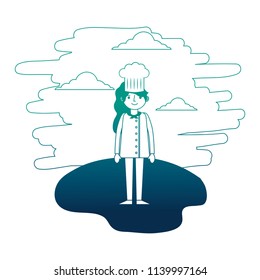 Female Chef Standing Landscape Stock Vector (Royalty Free) 1139997164 ...