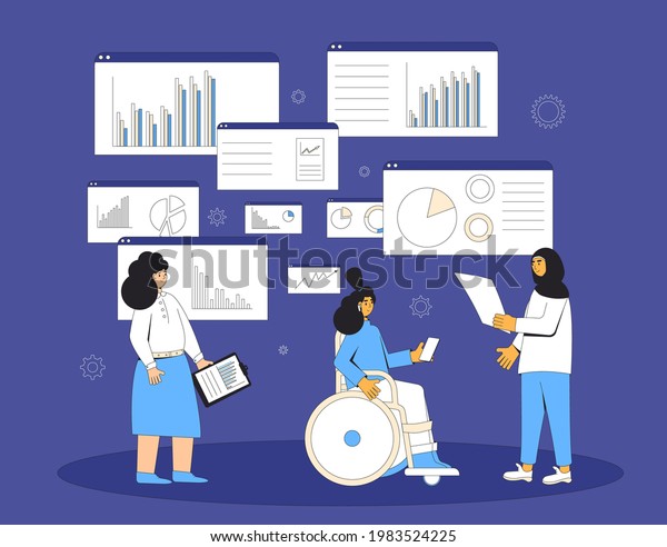 Female Data Scientists Business Analysis Concept Stock Vector (Royalty ...