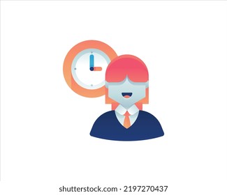 Female Employee Work Time Clock Vector Stock Vector (Royalty Free ...