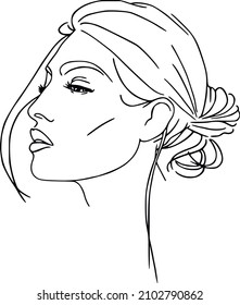 Female Face Line Art Vector Woman Stock Vector (Royalty Free ...