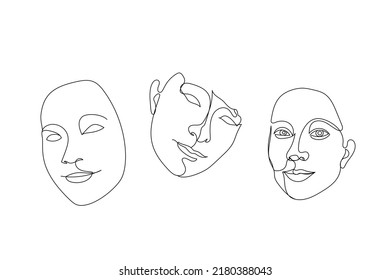 Female Face One Single Line Drawings: เวกเตอร์สต็อก (ปลอดค่าลิขสิทธิ์ ...