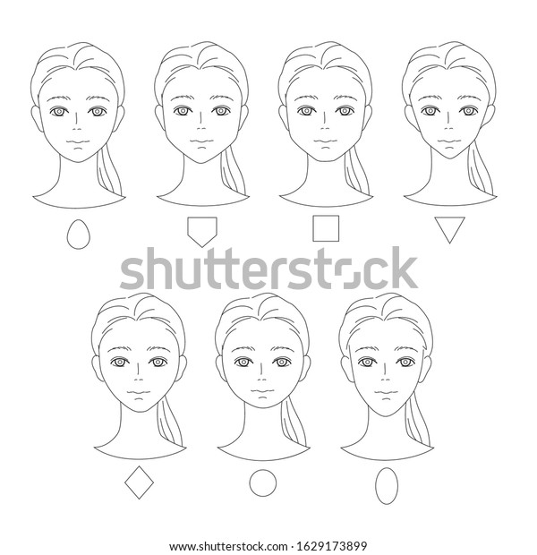 Female Face Shapes By Type 스톡 벡터(로열티 프리) 1629173899 | Shutterstock