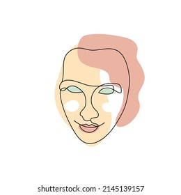 Female Face Single Line Drawing Pastel: เวกเตอร์สต็อก (ปลอดค่าลิขสิทธิ์ ...