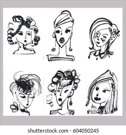Female Face Vector Calligraphy: เวกเตอร์สต็อก (ปลอดค่าลิขสิทธิ์ ...