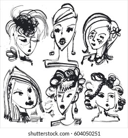Female Face Vector Calligraphy Stock Vector (Royalty Free) 604050251 ...