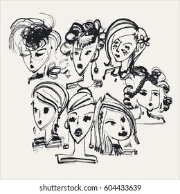 Female Face Vector Calligraphy Stock Vector (Royalty Free) 604433639 ...