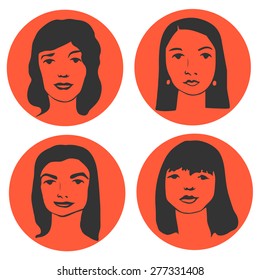 Female Faces Vector Cartoon Isolated Objects Stock Vector (Royalty Free ...