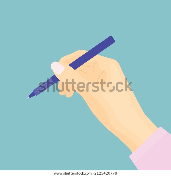 Female Hand Holding Pen Vector Illustration Stock Vector (Royalty Free ...