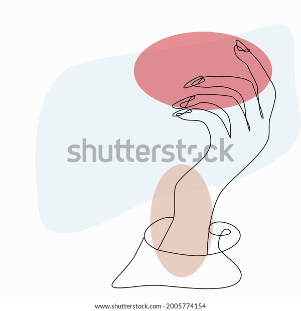 Female Hand Silhouette Technique One Line Stock Vector (Royalty Free ...