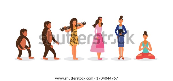 Female Human Evolution Chain Monkey Yoga Stock Vector (Royalty Free ...
