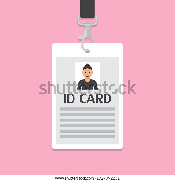 Female Id Card Flat Design Vector Stock-vektor (royaltyfri) 1727992231 ...