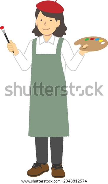 Female Illustration Painter Occupation Stock Vector (Royalty Free ...