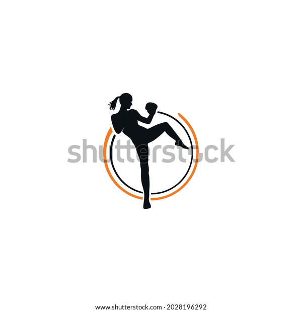 Female Kick Boxing Vector Logo Template: vetor stock (livre de direitos ...