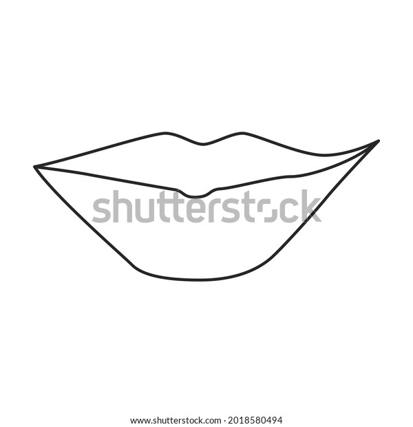 Female Lip Vector Outline Icon Vector Stock Vector (Royalty Free ...
