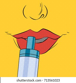 Female Lips E Cigarette Vaporizer Stock Vector (Royalty Free) 713561023 ...