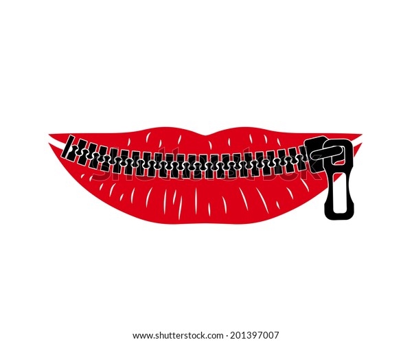 Female Lips On Lock Stock Vector (Royalty Free) 201397007