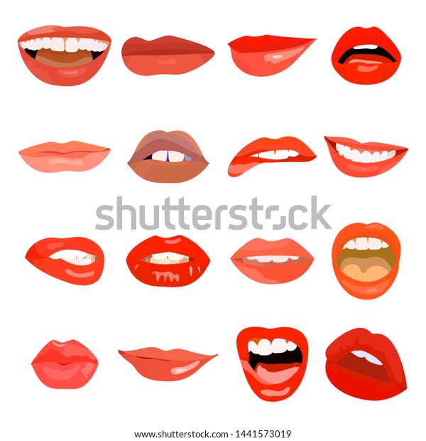 Female Lips Set On Sweet Passion: vector de stock (libre de regalías ...