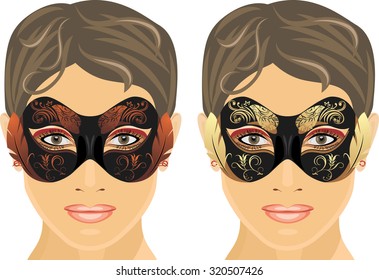 Female Masquerade Masks Vector Stock Vector (Royalty Free) 320507426