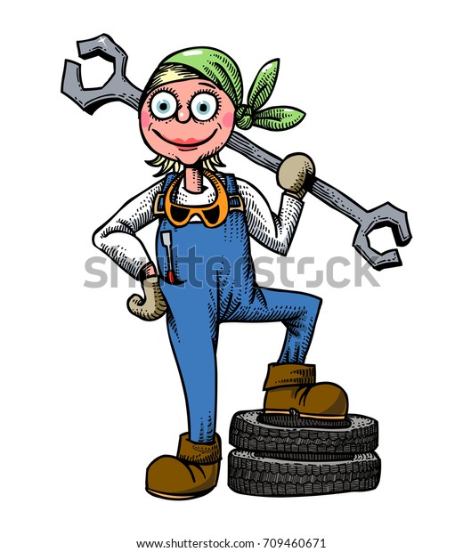 Female Mechanic Hand Drawn Image Original Stock Vector (Royalty Free ...