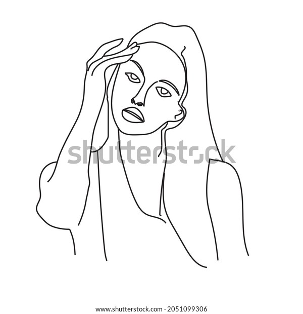 Female Model Pose Concept Line Art Stock Vector (Royalty Free ...
