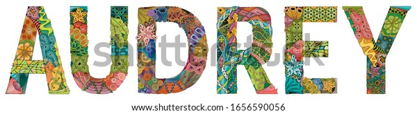 Female Name Audrey Vector Decorative Zentangle Stock Vector (Royalty ...
