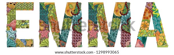 Female Name Emma Vector Decorative Zentangle: vector de stock (libre de ...
