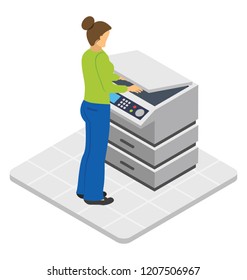 Female Office Worker Using Copy Print Stock Vector (Royalty Free ...