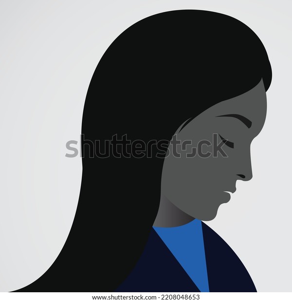 Female Portrait Looking Down Retro Poster Stock Vector (Royalty Free ...