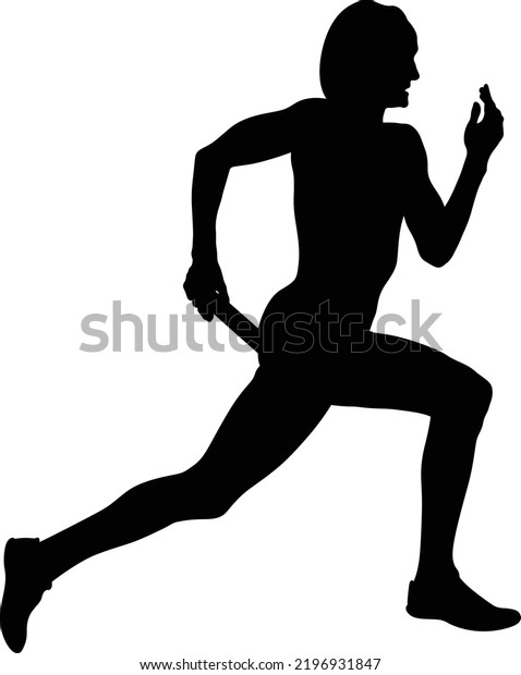 Female Runner Running Relay Baton Black Stock Vector (Royalty Free ...