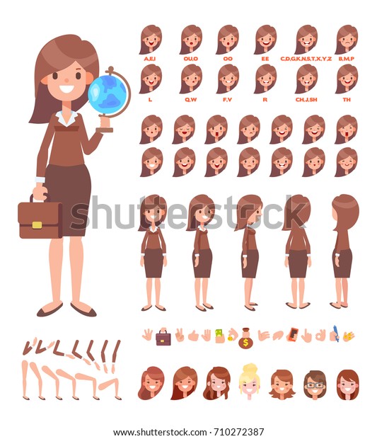 Female School Teacher Front Side Back Stock Vector (Royalty Free) 710272387