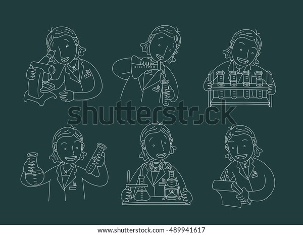 Female Scientist Characters Work Concept Design: เวกเตอร์สต็อก (ปลอดค่า ...
