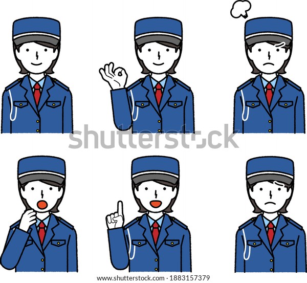 Female Security Guard Facial Expression Illustration Stock Vector ...