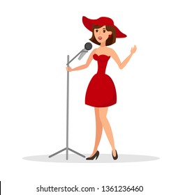Female Singer Performing Flat Vector Illustration Stock Vector (Royalty ...