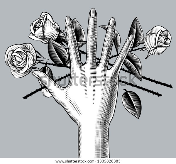 Female Splayed Hand Pressing Down White Stock Vector (Royalty Free ...