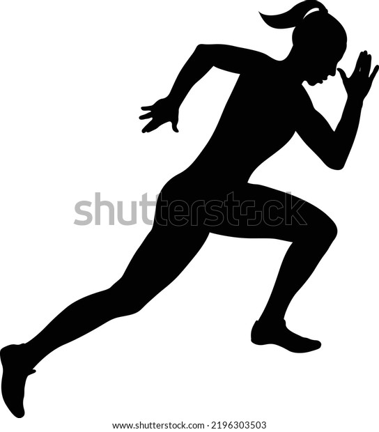 Female Sprinter Running Black Silhouette Stock Vector (Royalty Free ...