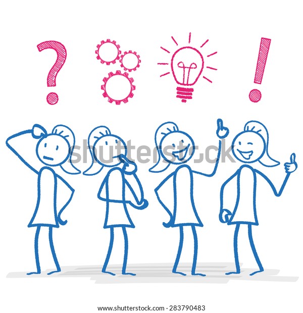 Female Stickmen During Planning Progress Eps Stock Vector (Royalty Free ...