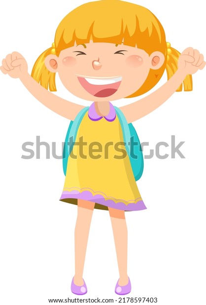 Female Student Cartoon Character Backpack Illustration Stock Vector ...