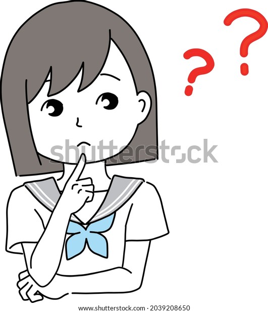 Female Student Thinking Wearing Sailor Suit Stock Vector (Royalty Free ...