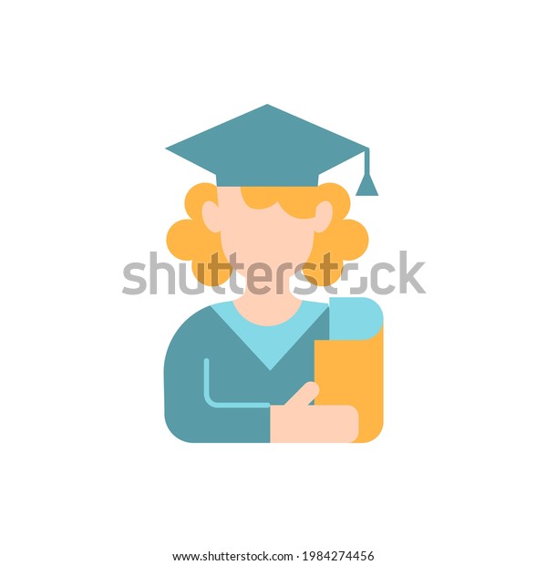 Female Student Vector Flat Color Icon Stock Vector (Royalty Free ...
