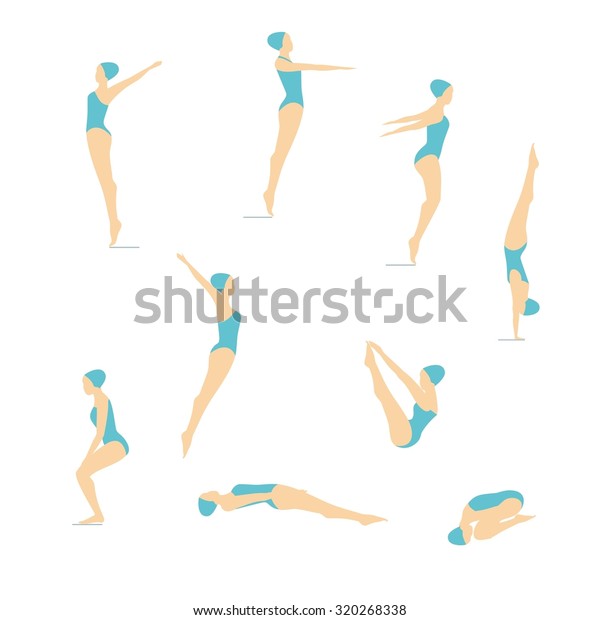 Female Swimming Diving Color Vector Images Stock Vector (Royalty Free ...